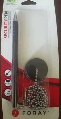 Foray Black 1.0mm Security Pen With Attached Silver Chain-Brand New ...
