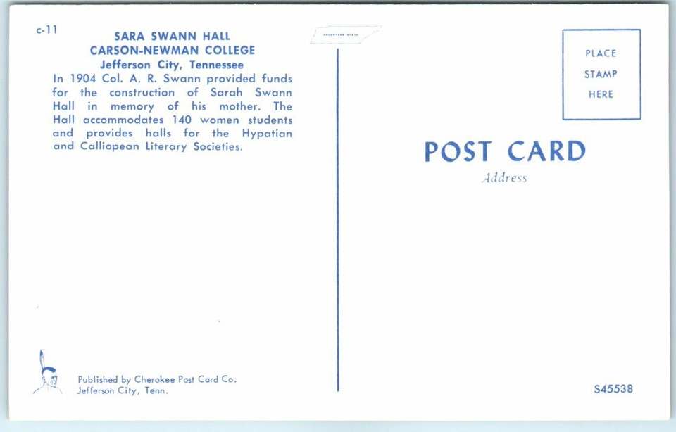 Postcard - Sara Swann Hall - Carson-Newman College - Jefferson City ...