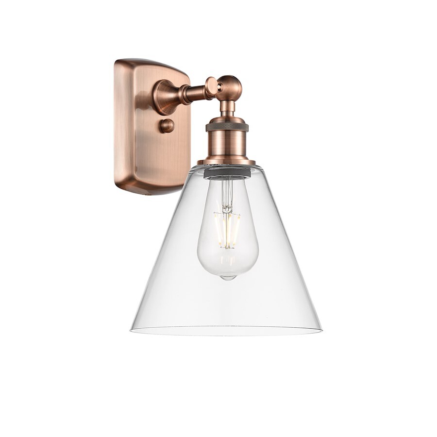 Innovations Ballston Cone 1 Light Sconce 1W, Copper/Clear - 516-1W-AC-GBC-82 | eBay