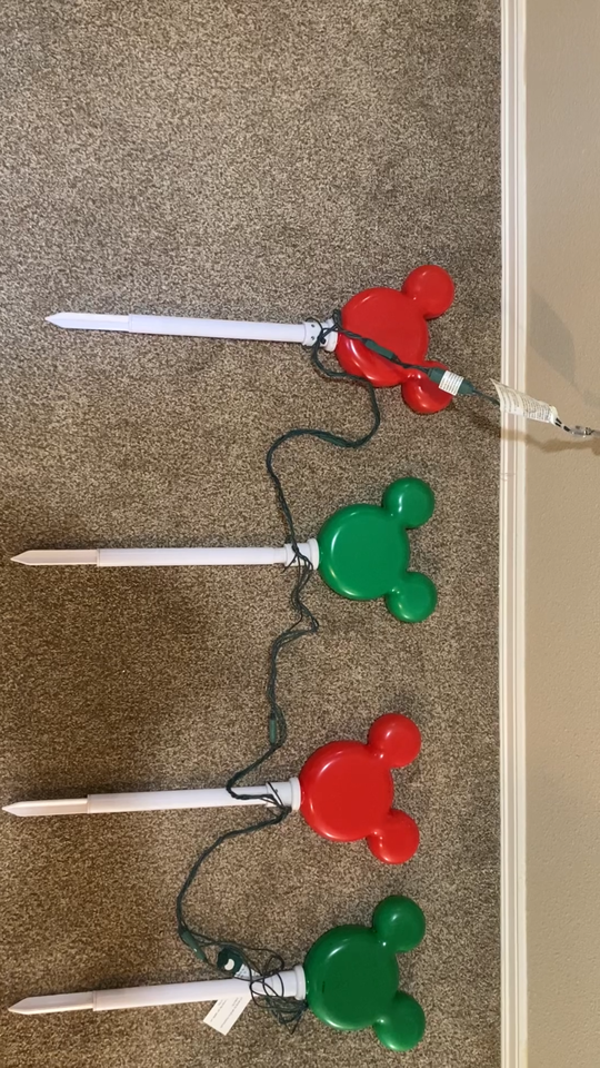 Vintage Set of 4 Disney Blinking Holiday Mickey Mouse Red & Green ...