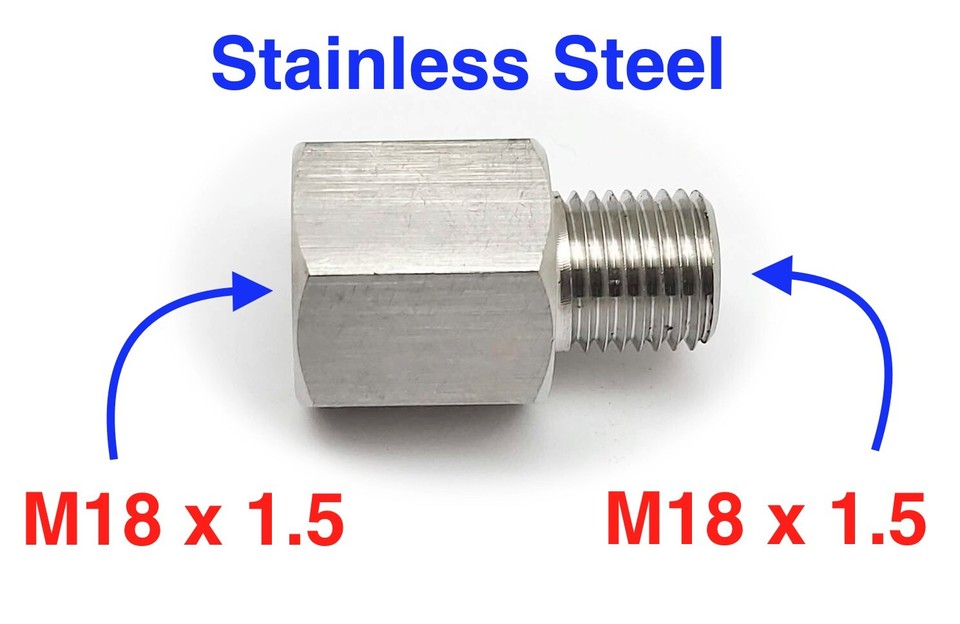 M18 x1.5 Female to M18 x1.5 Male Fittings HEX 22 Stainless Steel Sensor ...