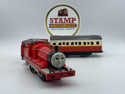 Tomy Trackmaster Plarail James the Red Engine W/ Custom Striped Express ...