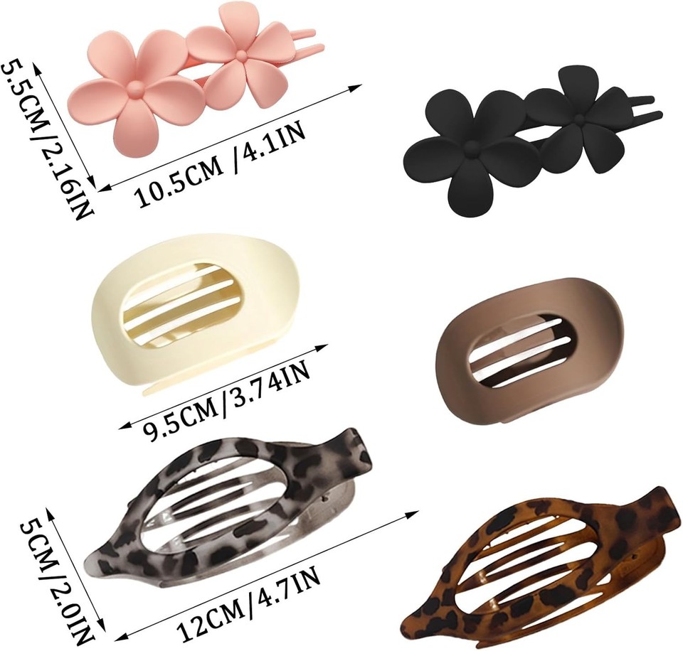 6 PCS Flat Claw Clips for Women, Matte Large Hair Duck Billed Claw Clip ...