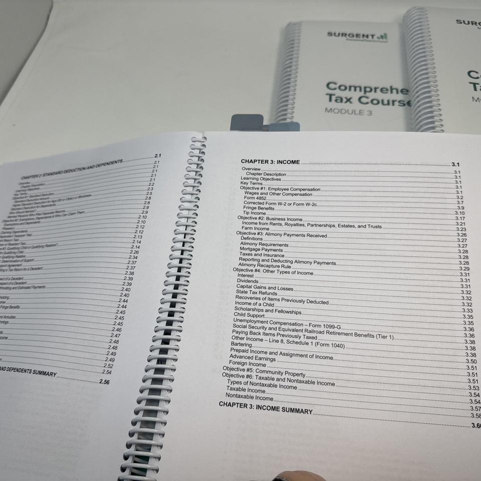 Surgent Income Tax School 2024 Comprehensive Tax Course Modules 1-4 ...