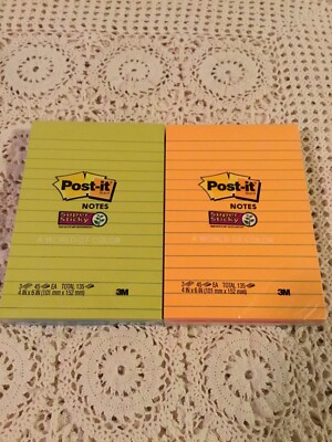 Lot of 2- Post-it Super Sticky Lined 4x6 Notes,Total of 270 notes ...