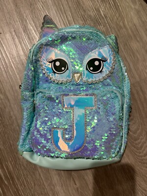 Justice Mini Backpack Letter A Blue Initial Owl Flip Sequin Monogram ...