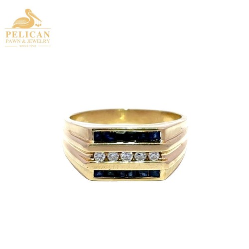 MEN'S 14K YELLOW GOLD STONE & DIAMOND RING (mul kp) (PDS035674) | eBay