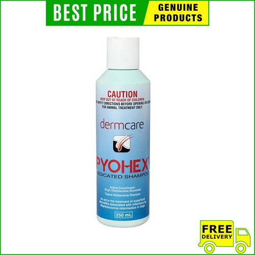 Pyohex Antibacterial Medicated Shampoo for Dogs 250 mL Dermatitis ...