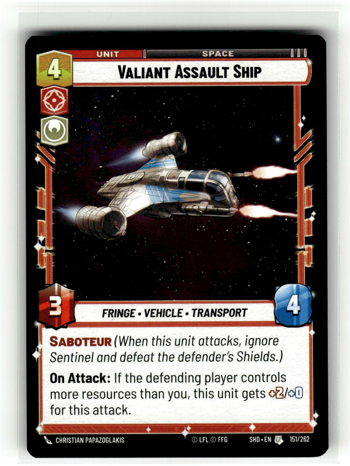 Valiant Assault Ship (151) Shadows of the Galaxy SHD (BASE) NM+ (SWU ...
