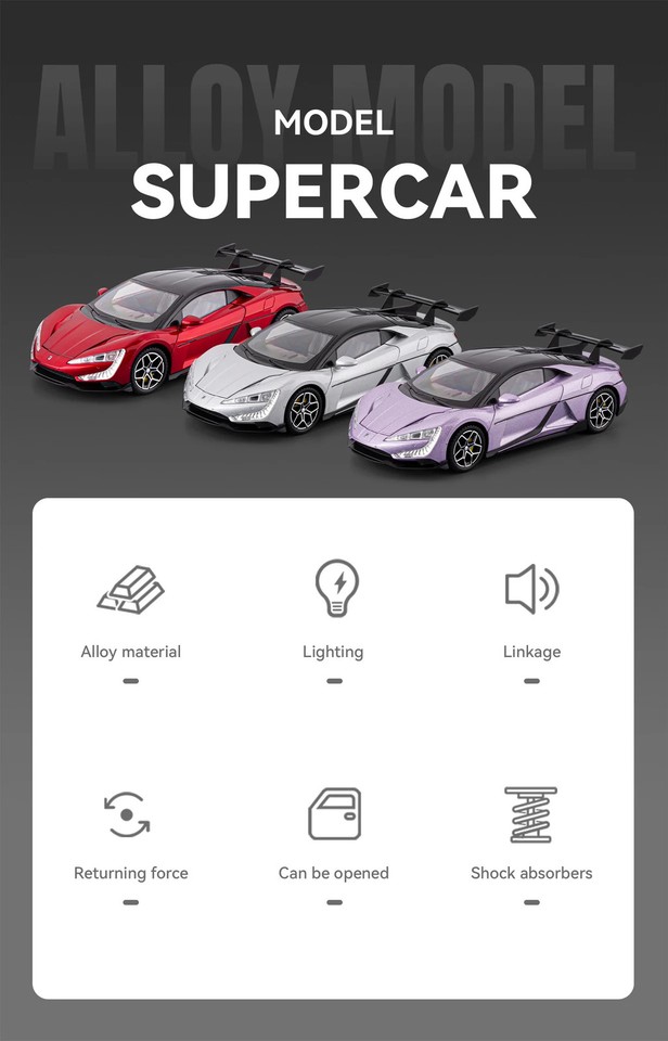 1:24 BYD U9 Supercar Alloy Model Car Toy Diecast Sound Light Toy ...