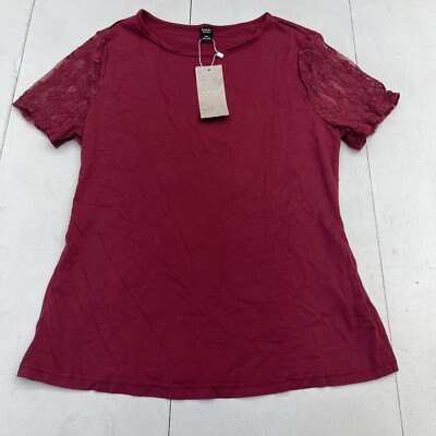 Emery Rose Red Lace Sleeve T Shirt Women’s Size 0XL New | eBay
