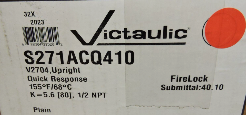 NEW Victaulic V2704 Fire Sprinkler Head 1/2" NPT Quick Response 155F ...