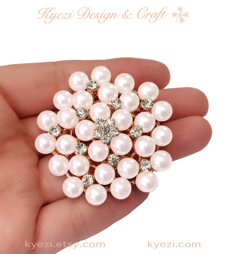 9pcs Rose Gold Gorgeous High Quality Pearl Crystal Rhinestone ...