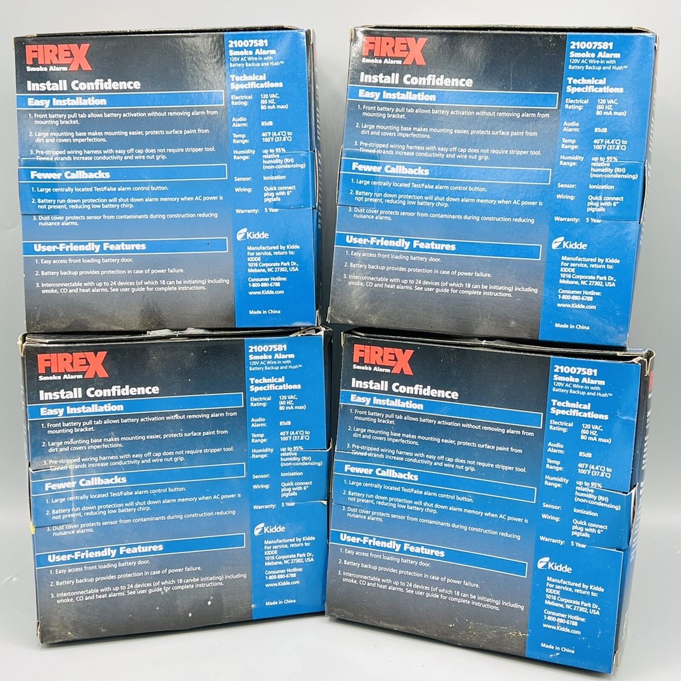 Kidde FireX i4618AC Hardwired Smoke Alarm Detectors 21007581 Lot Of ...