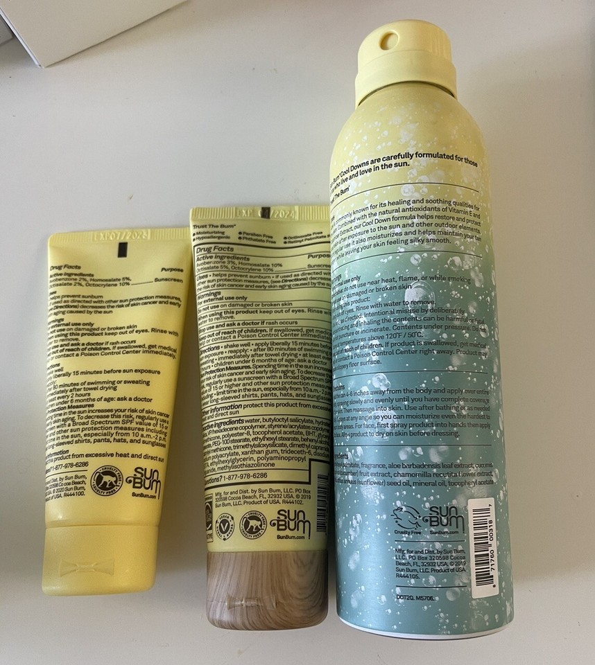 Sun Bum Broad Spectrum 50 SPF Sunscreen Face Bundle Hand And Cool Down ...