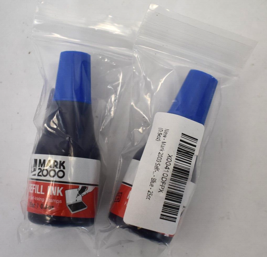 Lot of 2 Mark 2000 Refill Ink Bottles For Self Inking Stamps 25cc .9oz ...