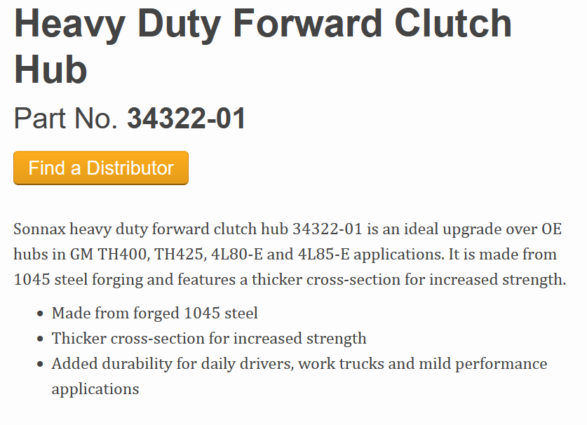 Sonnax 34322-01 Transmission Forward Clutch Hub (Heavy Duty) 3L80 TH400 ...