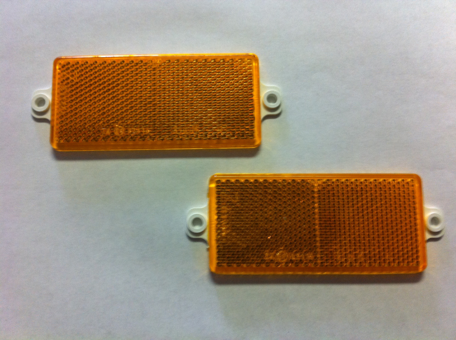 2 Amber Rectangle Reflectors, 2 screw holes, mounting on driveway post ...