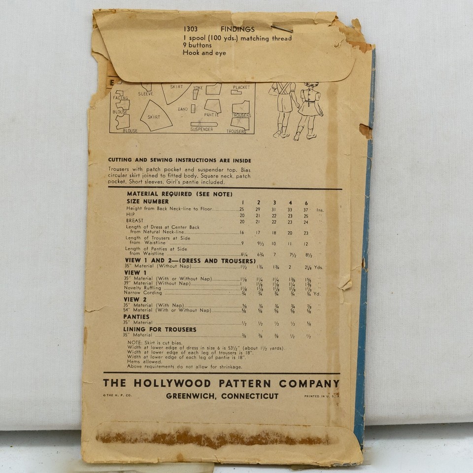 1940's NOS Hollywood Pattern 1303 Brother & Sister Set | Factory Folded ...