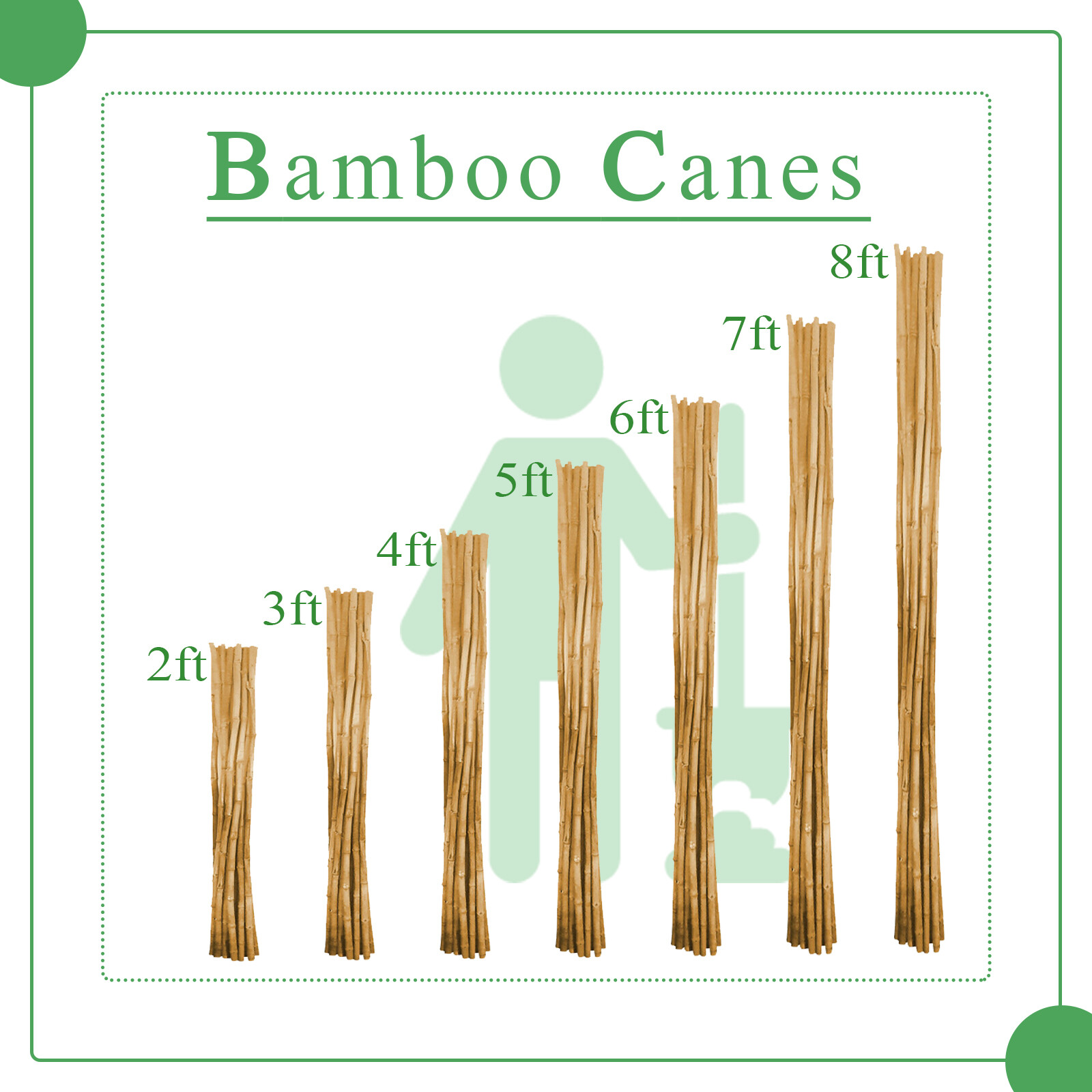 2FT 3FT 4FT 5FT Bamboo Garden Canes Strong Thick Quality Support Green ...