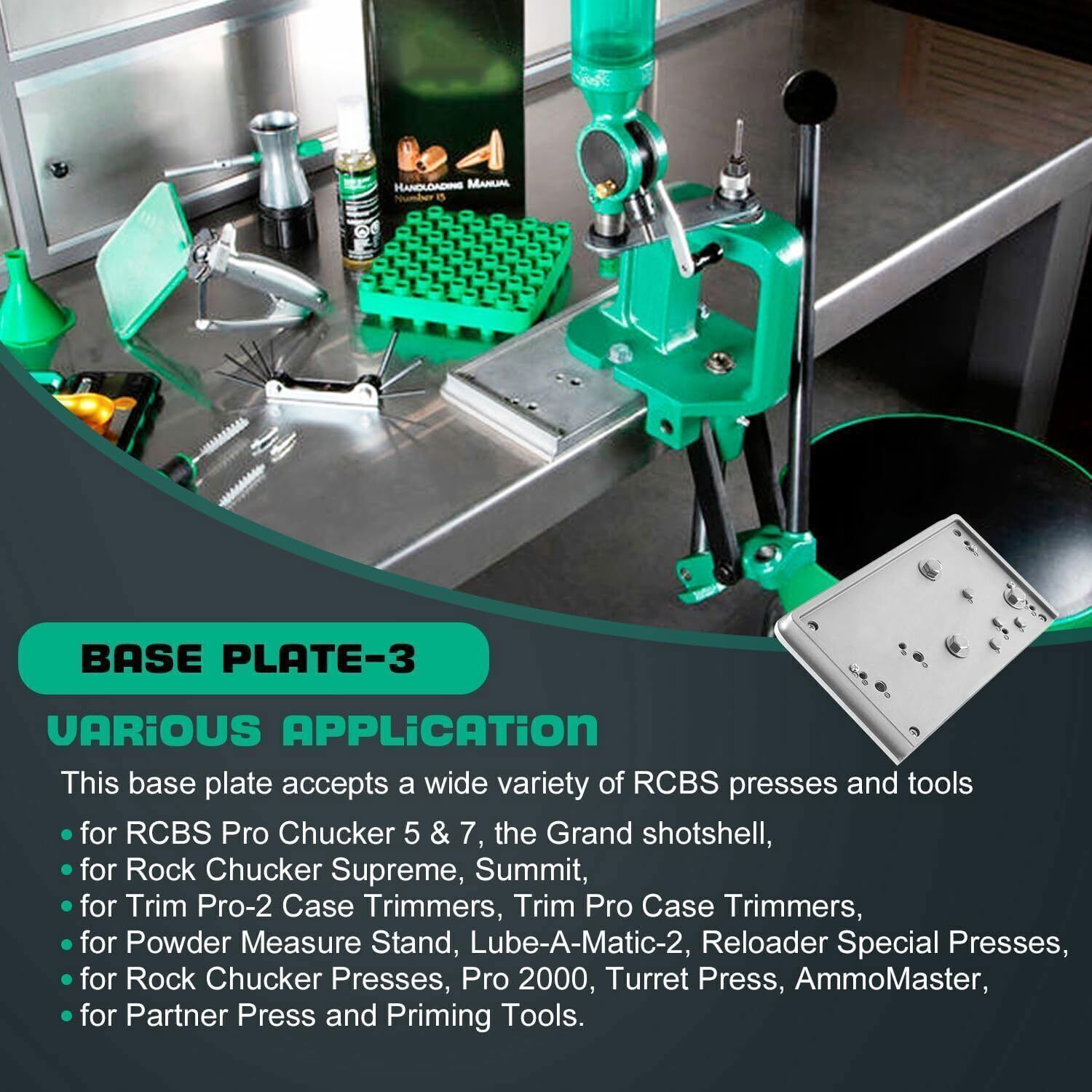 9282 Accessory Base Plate-3 Grey Reloading Bench for RCBS Rock Chucker ...