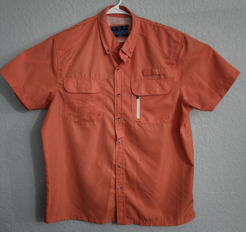 XCASTER UPF + Sun Protection Mens Shirt Large Orange Lightweight Button ...