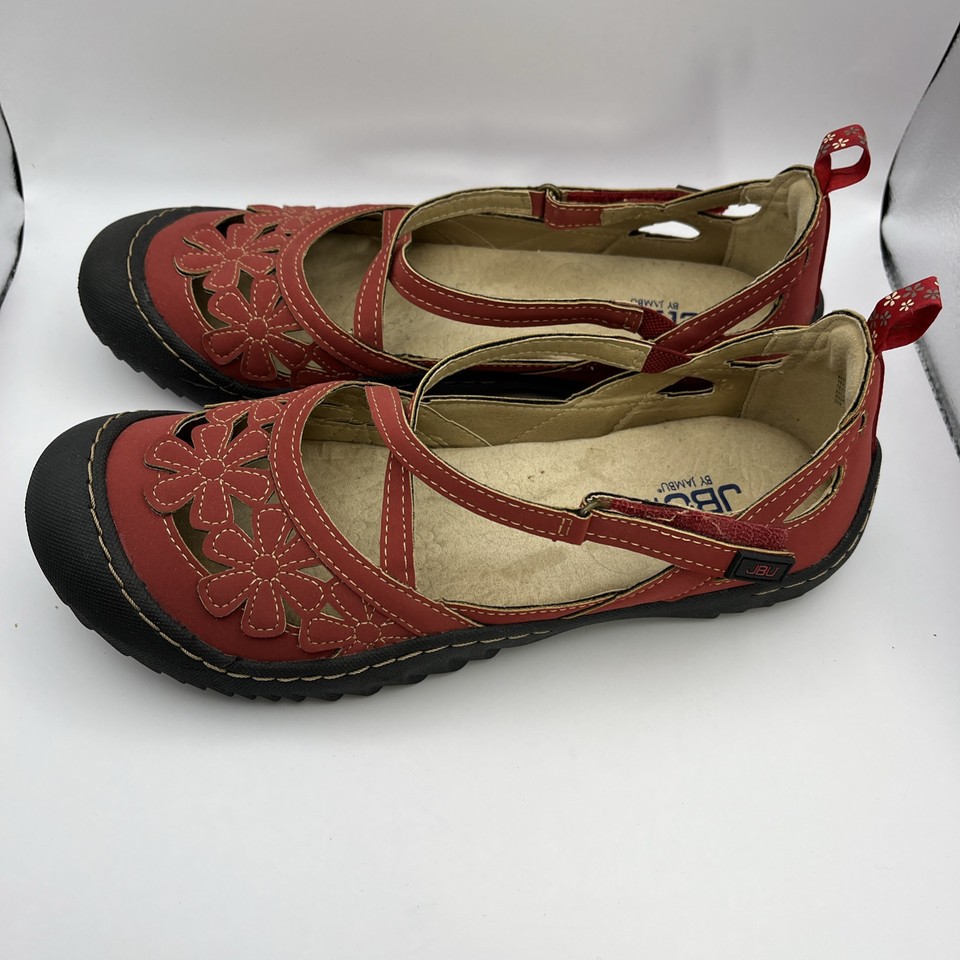 JBU JAMBU Red Wildflower Mary Jane Shoes Women 10M Memory Foam Comfort ...