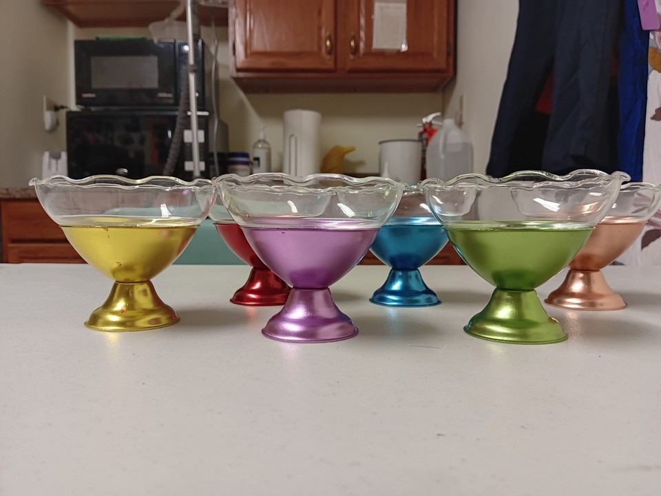 Vintage Colorama Anodized Aluminum Glass Sherbet Dishes 8 Different ...