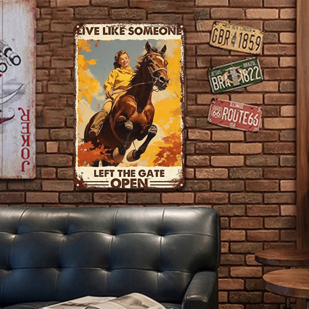 Vintage Metal Plate Girl Rectangular Iron Painting Wall Art Home ...