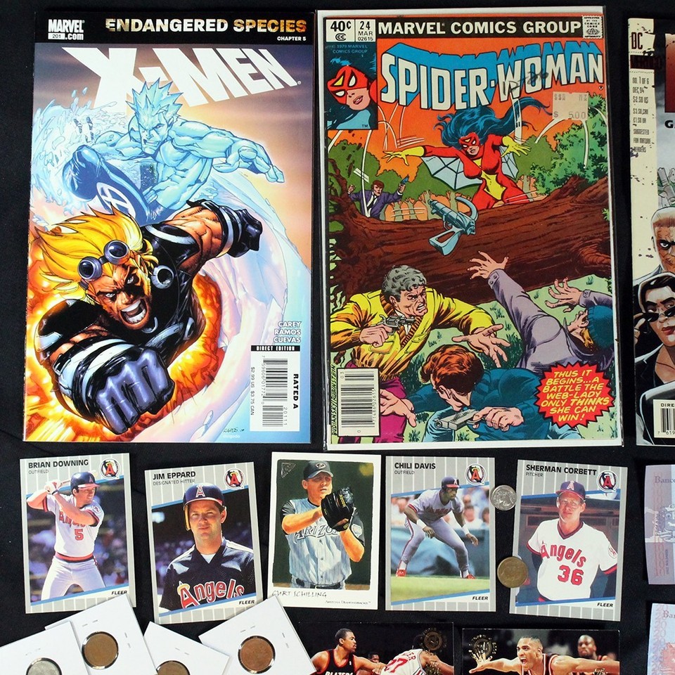 Junk Drawer Collection w Comics Coins Sports Cards & Meteorites Exact ...