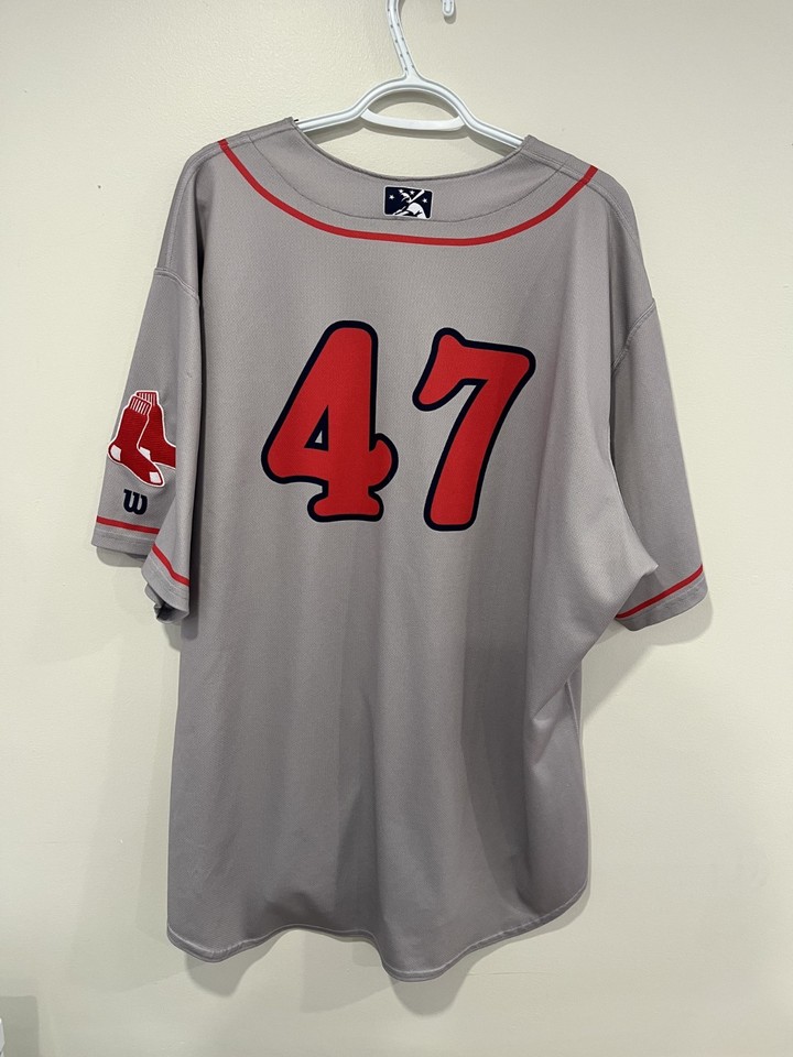 #47 Team Issued Portland Sea Dogs Gray Road Jersey Red Sox | eBay
