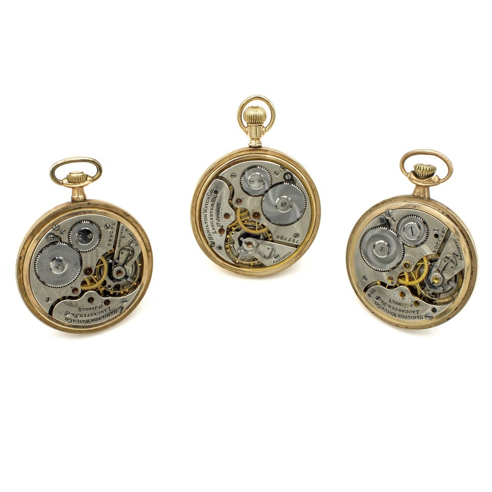 1907-1922 Hamilton 16s 17j Model 1-4 Men's Pocket Watches Lot of 3 # ...
