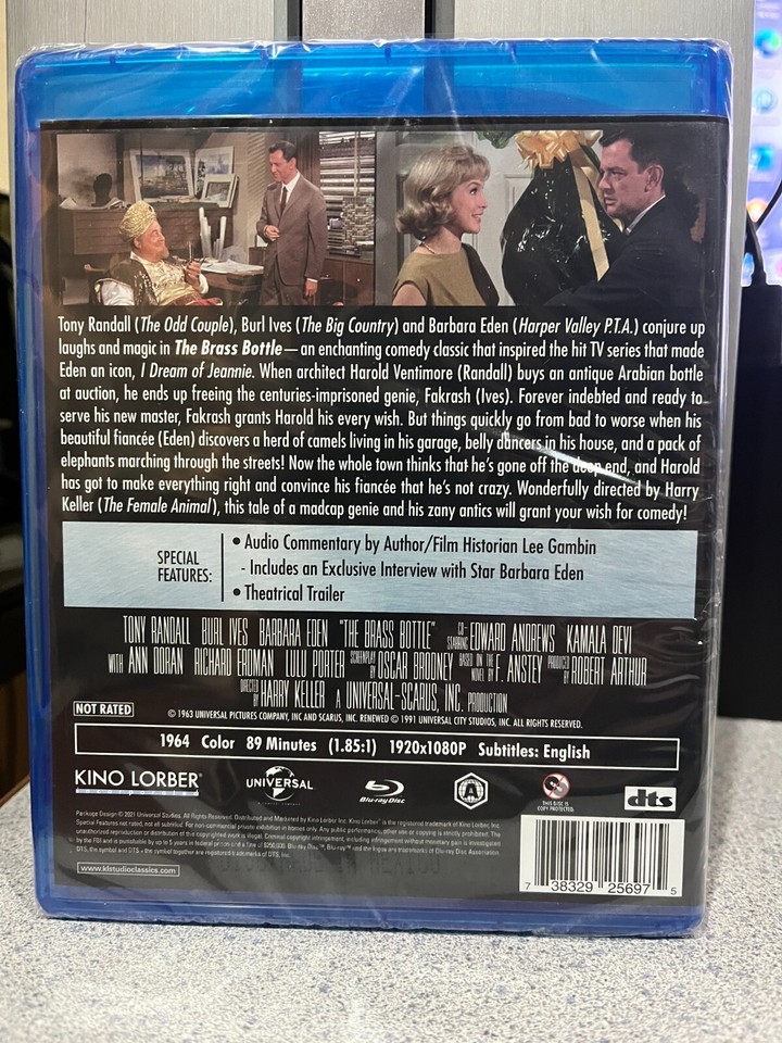 The Brass Bottle (1964) Blu-ray. TONY RANDALL BURL IVES BARBARA EDEN. BRAND NEW 738329256975 | eBay