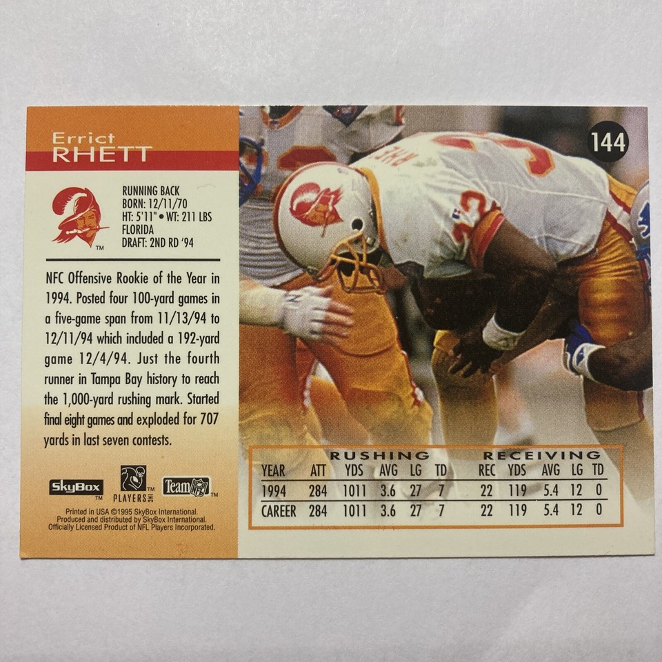 #144 Errict Rhett - Tampa Bay Buccaneers - 1995 SkyBox Impact Football ...