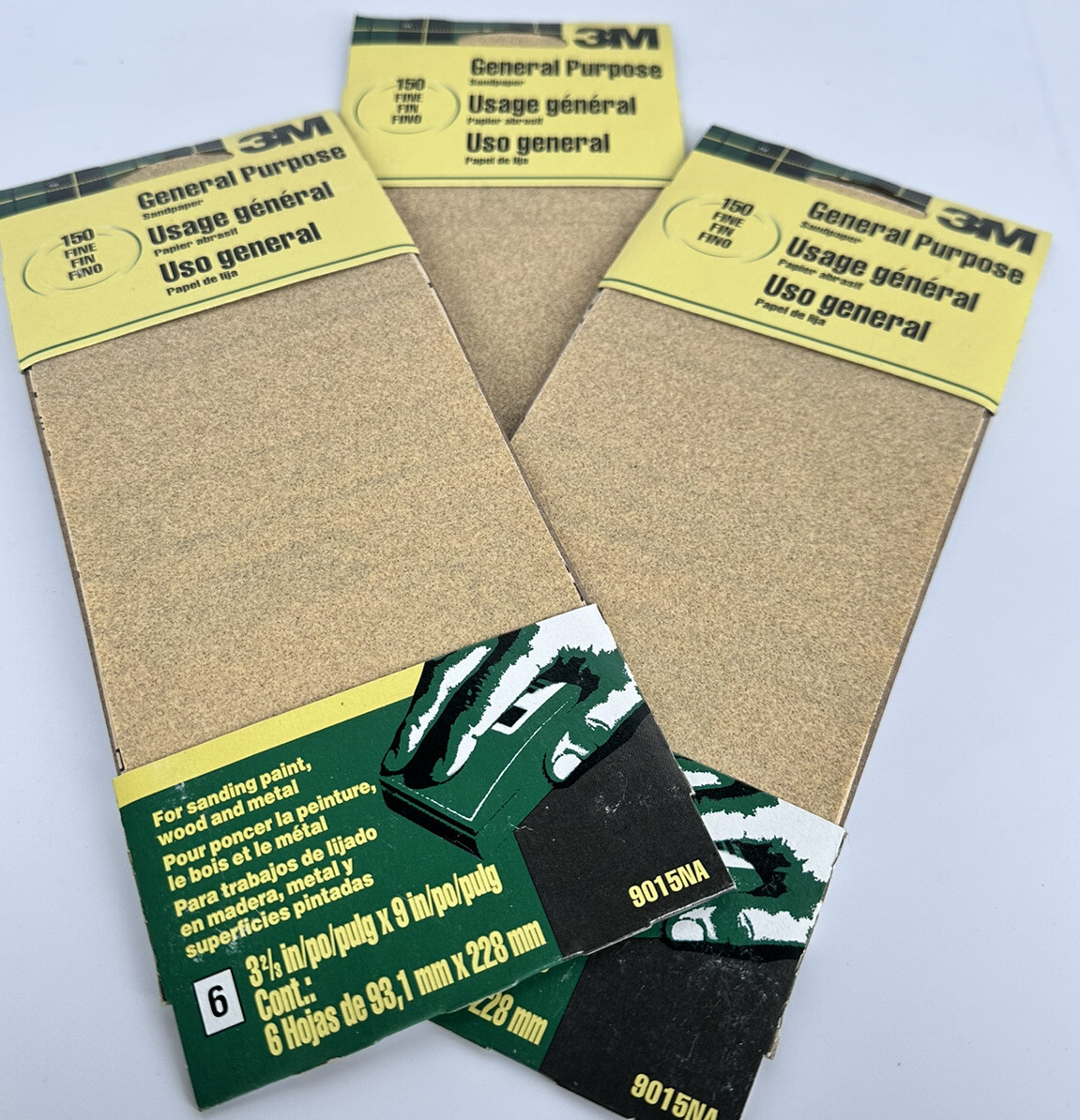 3M Aluminum Oxide Sandpaper 9015NA 3-2/3 in x 9 in Fine 150 grit - 3 ...