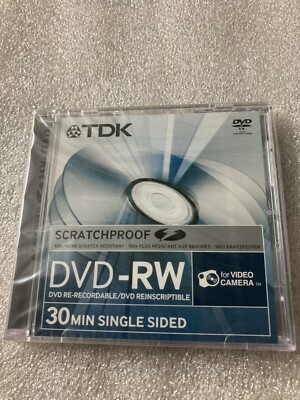 TDK Camcorder disc 8cm DVD-RW 30 MIN SINGLE SIDED RE-RECORDABLE 30Min ...
