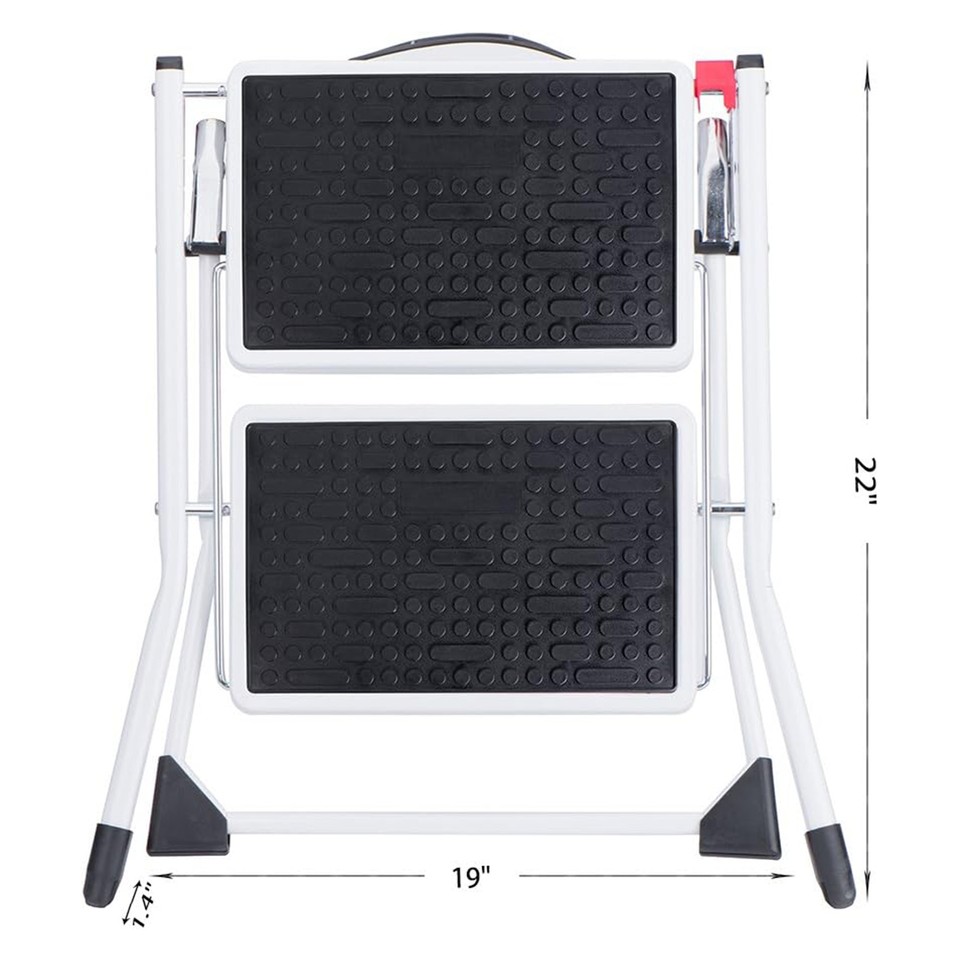 Delxo Steel Folding 2 Mini Step Stool Stepladder w/Non-Skid Stair ...