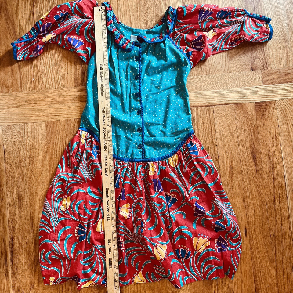 Vintage 80s Jeanne Marc Vibrant Polka Dot Floral Dress Sz 6 Quirky ...