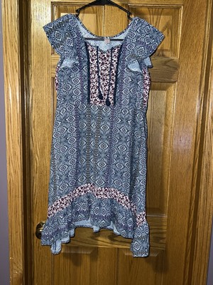 Justice Floral Motif Midi Dress Girls Size 16 Blue Short Sleeve | eBay