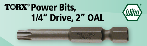 T7 TORX POWER BITS FASTNER DRIVE TOOL -WIHA ITEM NO. 7874512(FT)-(7PC ...