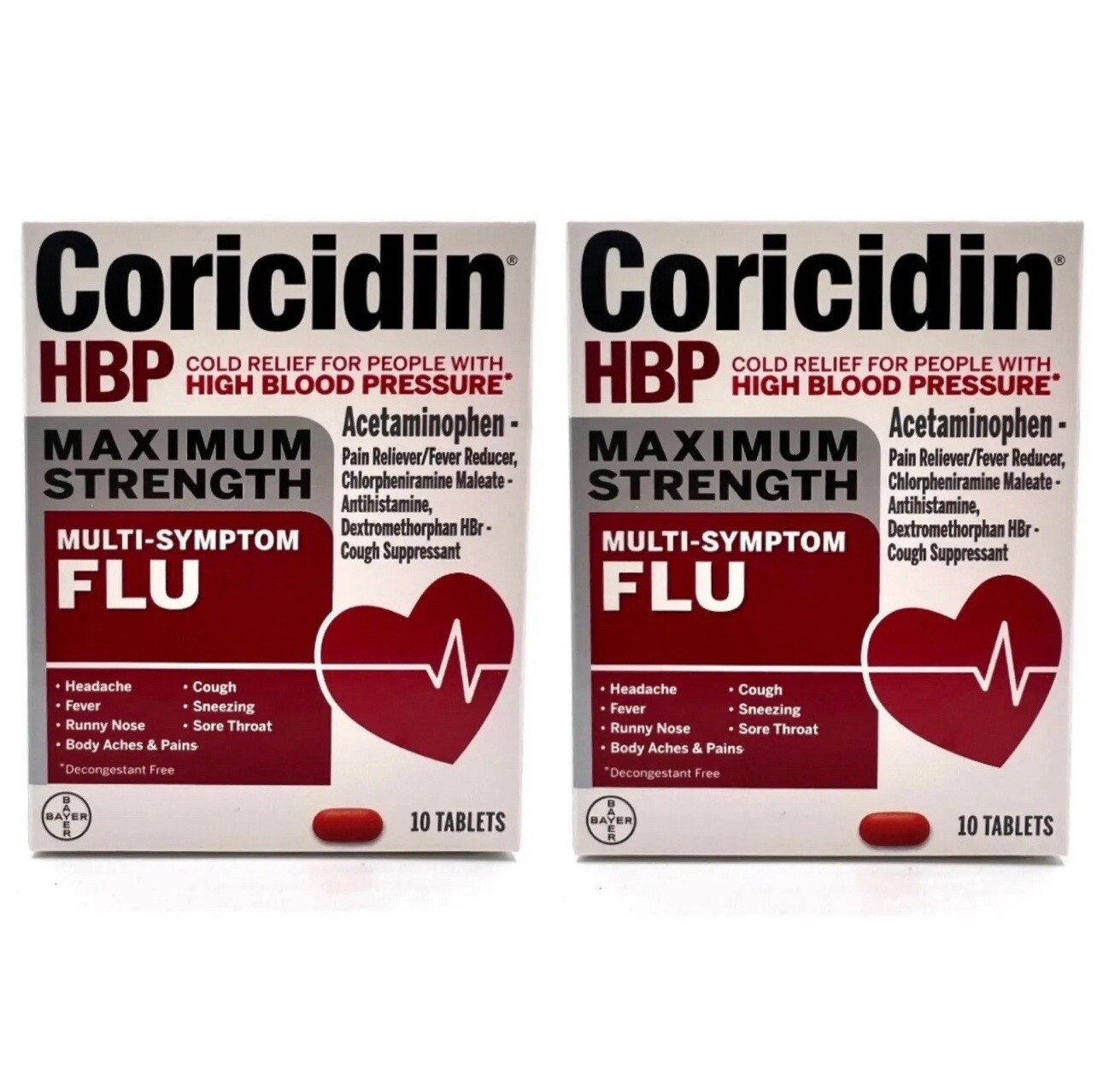 (3 PACK) Coricidin Hbp Maximum Strength Multi Symptom Flu Cold Relief ...