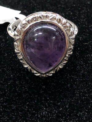 JTV Sterling Silver Polished 15mm x 11mm Pear Amethyst Ring Sz8 | eBay