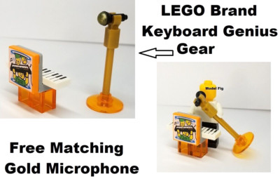 LEGO Minifigure Keyboard Gear Bang FREE Gold Microphone Stand Piano ...