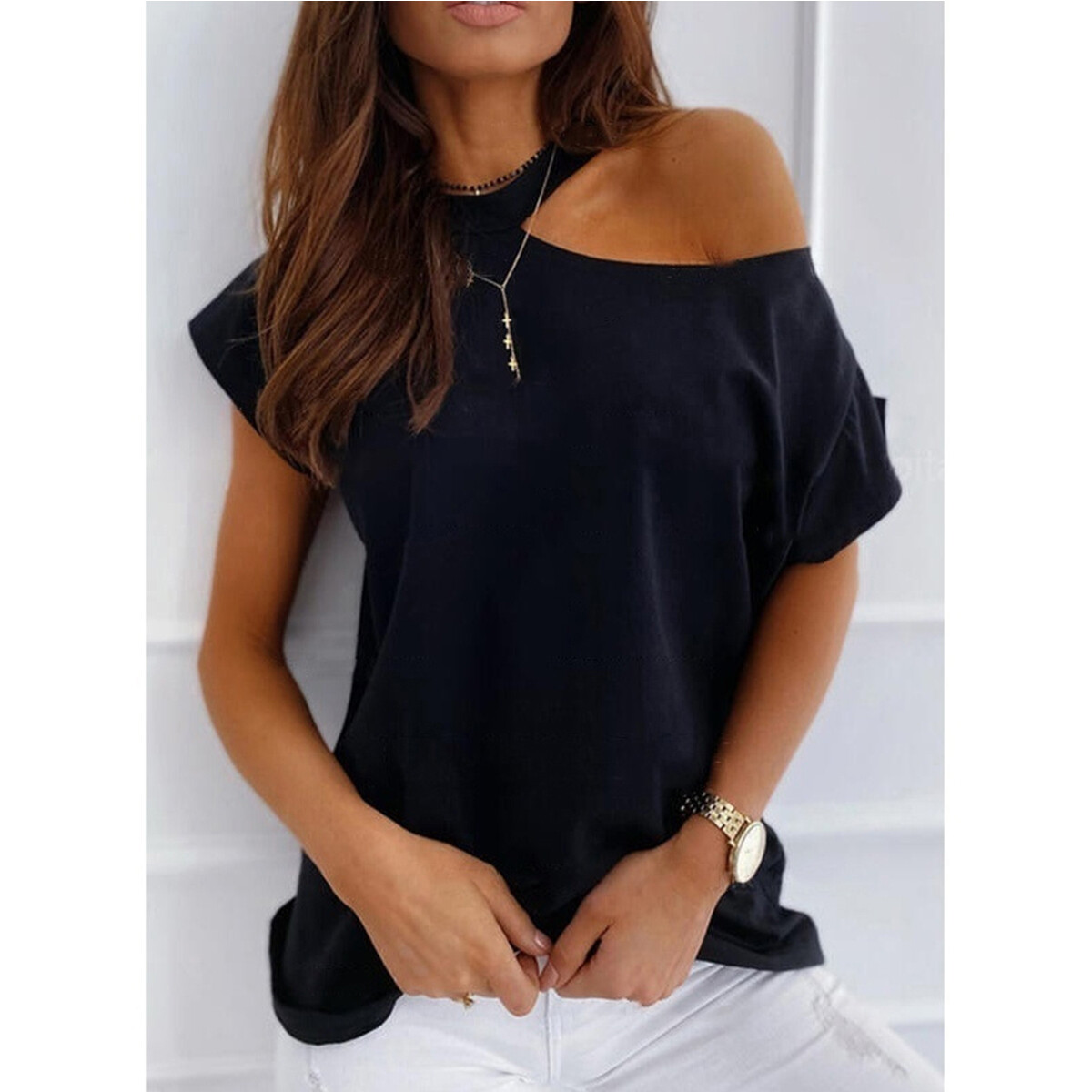 Sexy Schulterfrei T Shirt Damen Party Tops Kurzarm Bluse Sommer Hemd