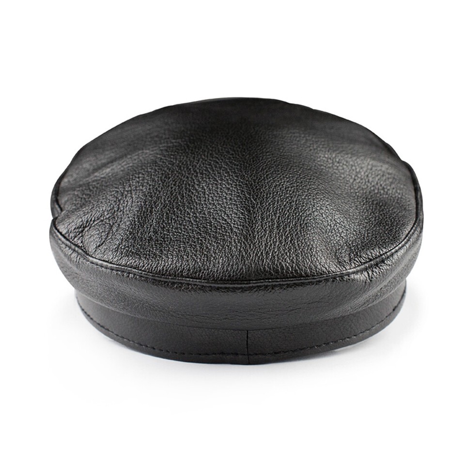 Real Leather Newsboy Cap Women Black Baker Boy Hat Genuine Sheepskin ...