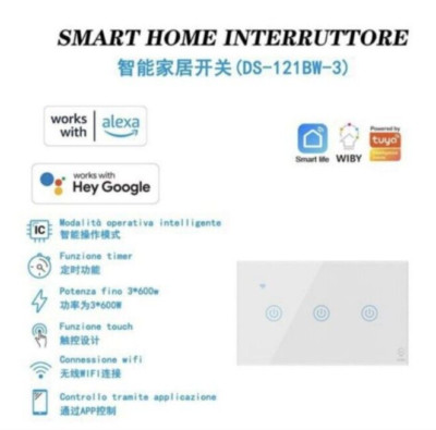 Interruttore Smart Intelligente WiFi Per Casa Ambienti Interni 3 Tasti ...