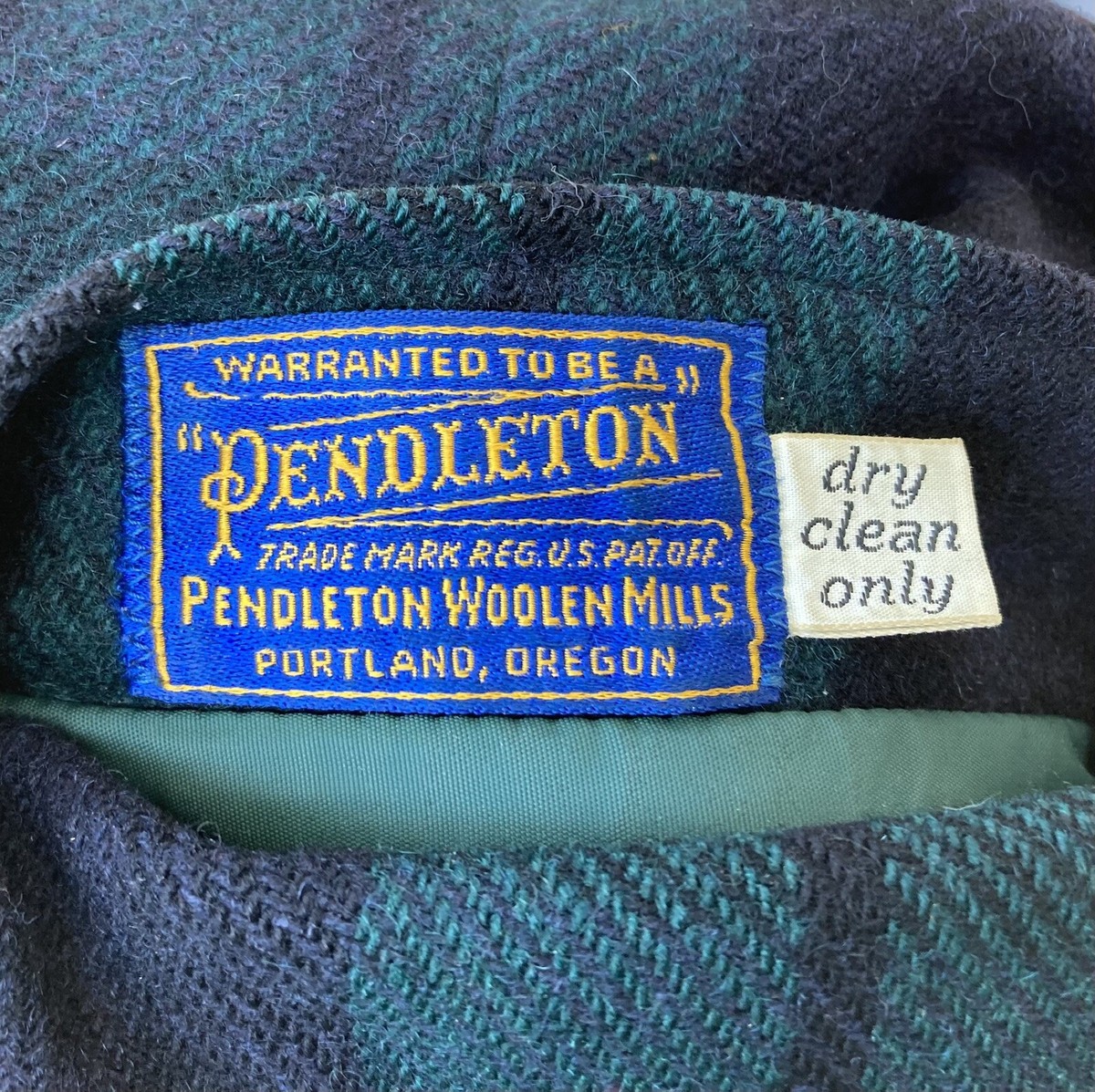 VINTAGE Pendleton Wool GREEN BLUE Plaid Tartan Reversible VINTAGE Pendleton Wool GREEN BLUE Plaid Tartan Reversible