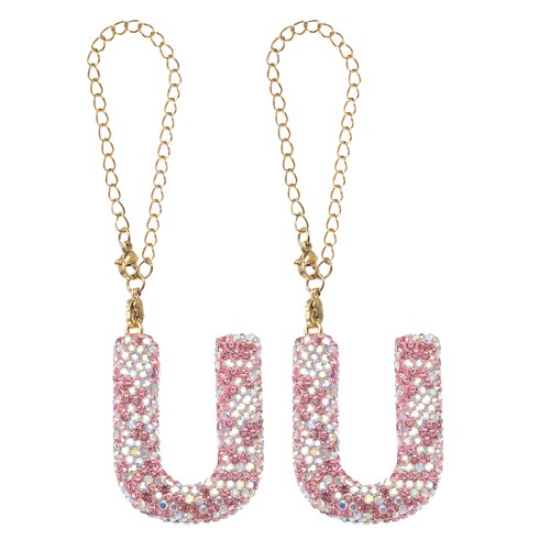 2 Pcs Letter Bag Charm Bling Glitter Letter Charm Initial, Pink, U ...