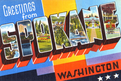 Greetings From Spokane, Washington - 1930's - Vintage Postcard Poster ...