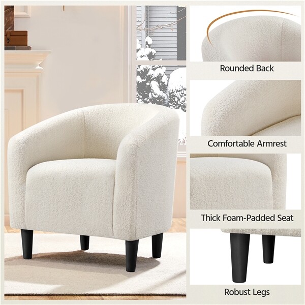 Tub Chair Armchair Boucle Club Chair for Living Room Dining Room ...